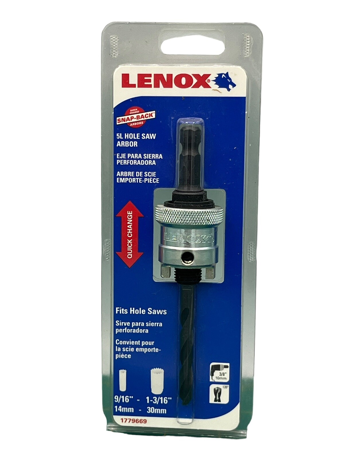 NEW Lenox 1779669 5L Quick Change Hole Saw Arbor 9/16 1 3/16 hole Drill ...