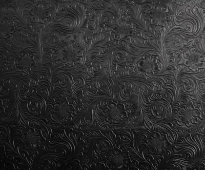 VINYL SHIPPED FOLDED Black Western Embossed Floral Faux Leather Vinyl ...
