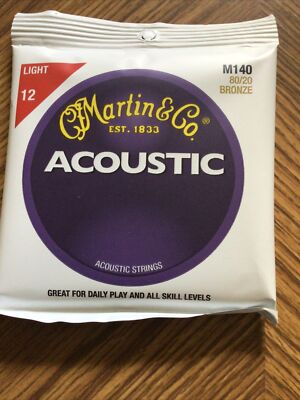 Martin & Co. Acoustic Guitar Strings 80/20 Bronze M140 Light .012-.054 ...