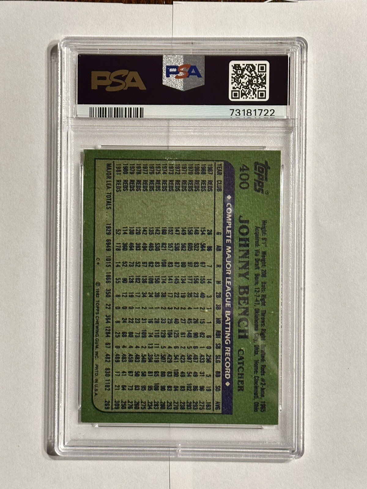 1982 Topps - #400 Johnny Bench for sale online | eBay