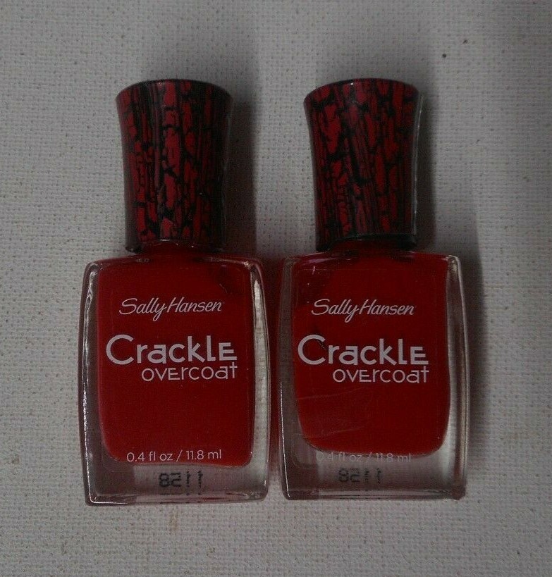 2 bottle lot SALLY HANSEN CRACKLE OVERCOAT NAIL POLISH 07 CHERRY SMASH ...