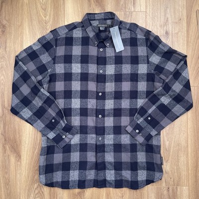 New French Connection Mens Checked Brushed Cotton Shirt Size XL Grey ...