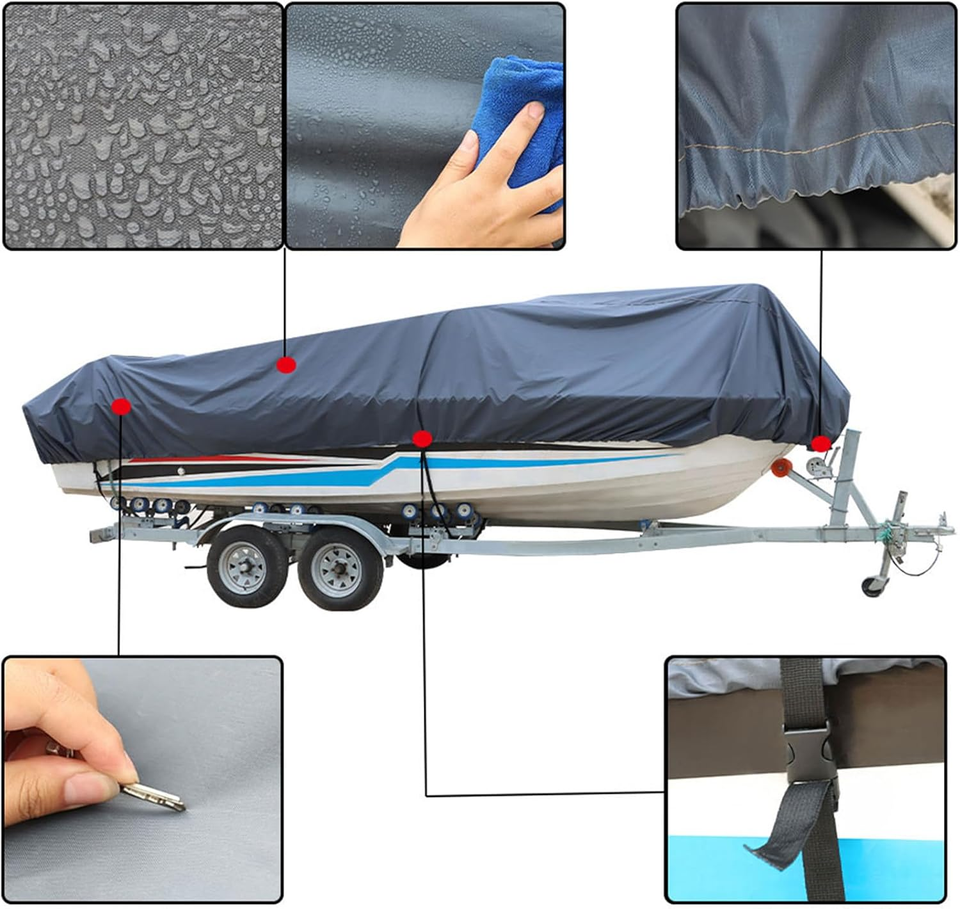 Heavy Duty 600D Marine Polyester Grade Canvas Trailerable Boat Cover ...