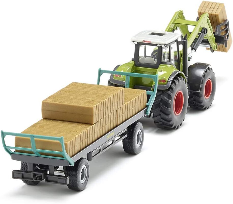 siku 1946, Claas Tractor with Square Bale Grab and Bale Trolley, 1:50 ...