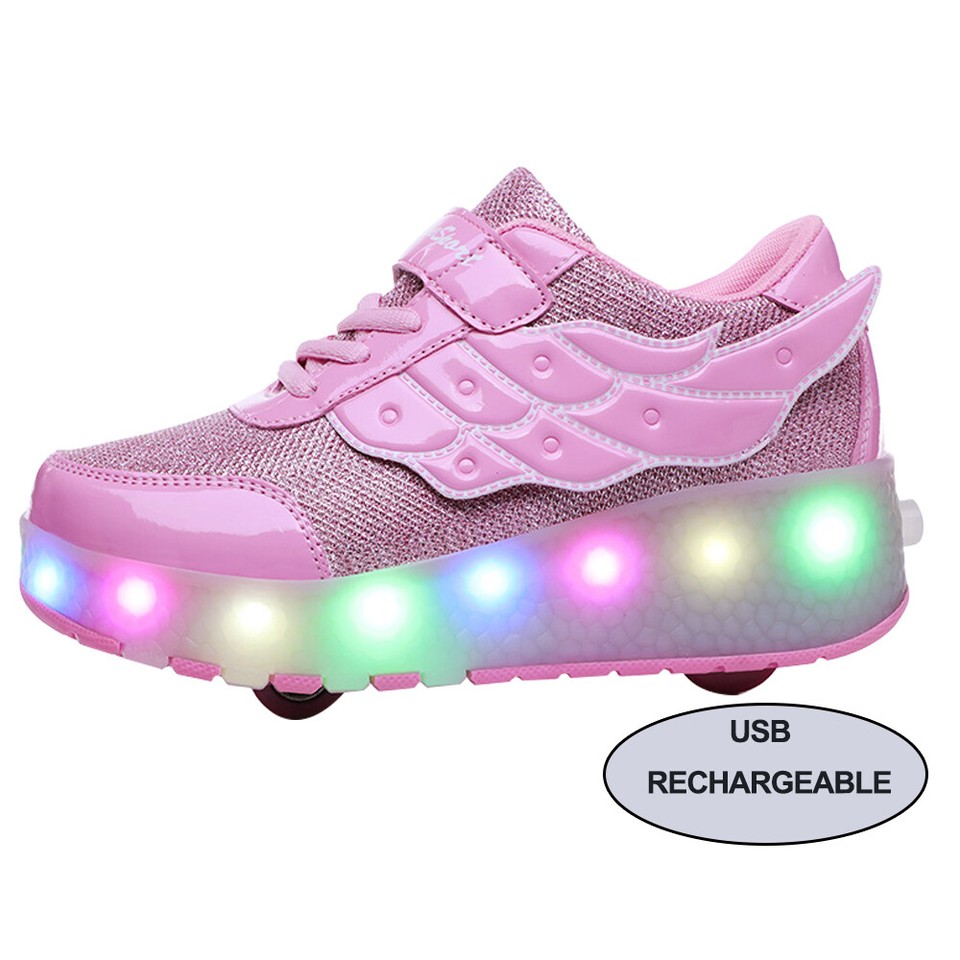 Kids Led Roller Shoes Double Wheels Recharge Sport Skate Sneakers ...
