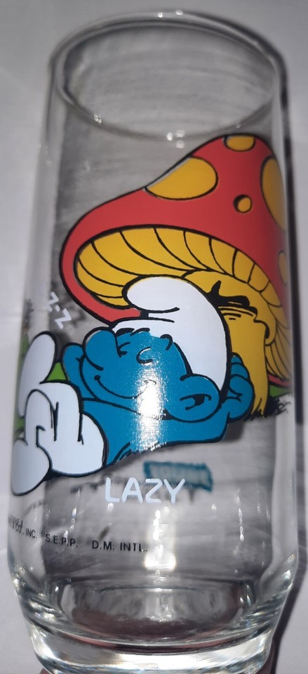 4 Vintage 1982 Smurf Peyo Drinking Glasses Hardee’s vint, lazy,papa ...