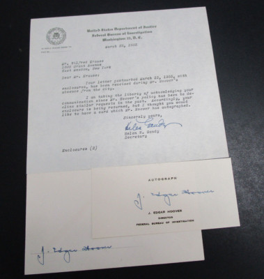 1955 J. Edgar Hoover Autographs Signatures Director of FBI Embrossed ...