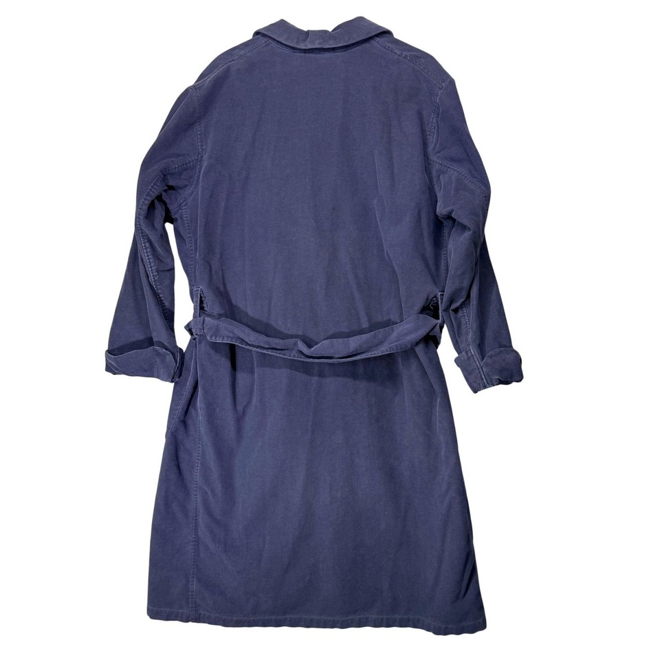 LL Bean Mens Vintage Navy Blue Cotton Chamois Robe Shawl Collar USA ...
