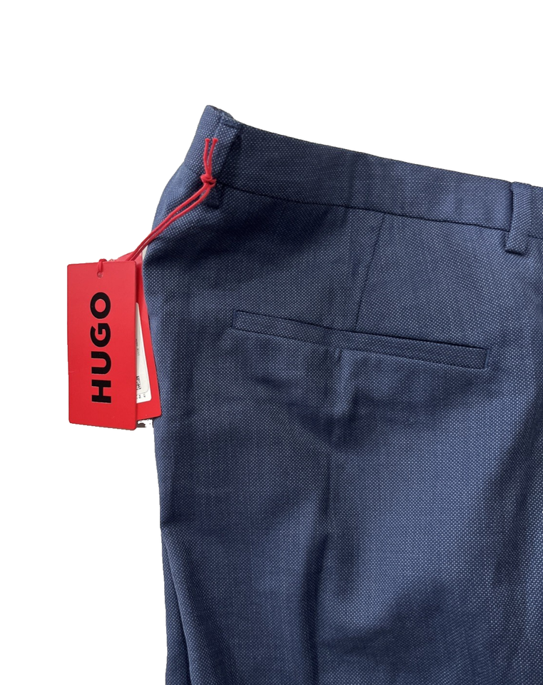 Hugo Boss men's Hesten Blue Sharkskin Slim Fit Suit Pants- 38 x 28 ...