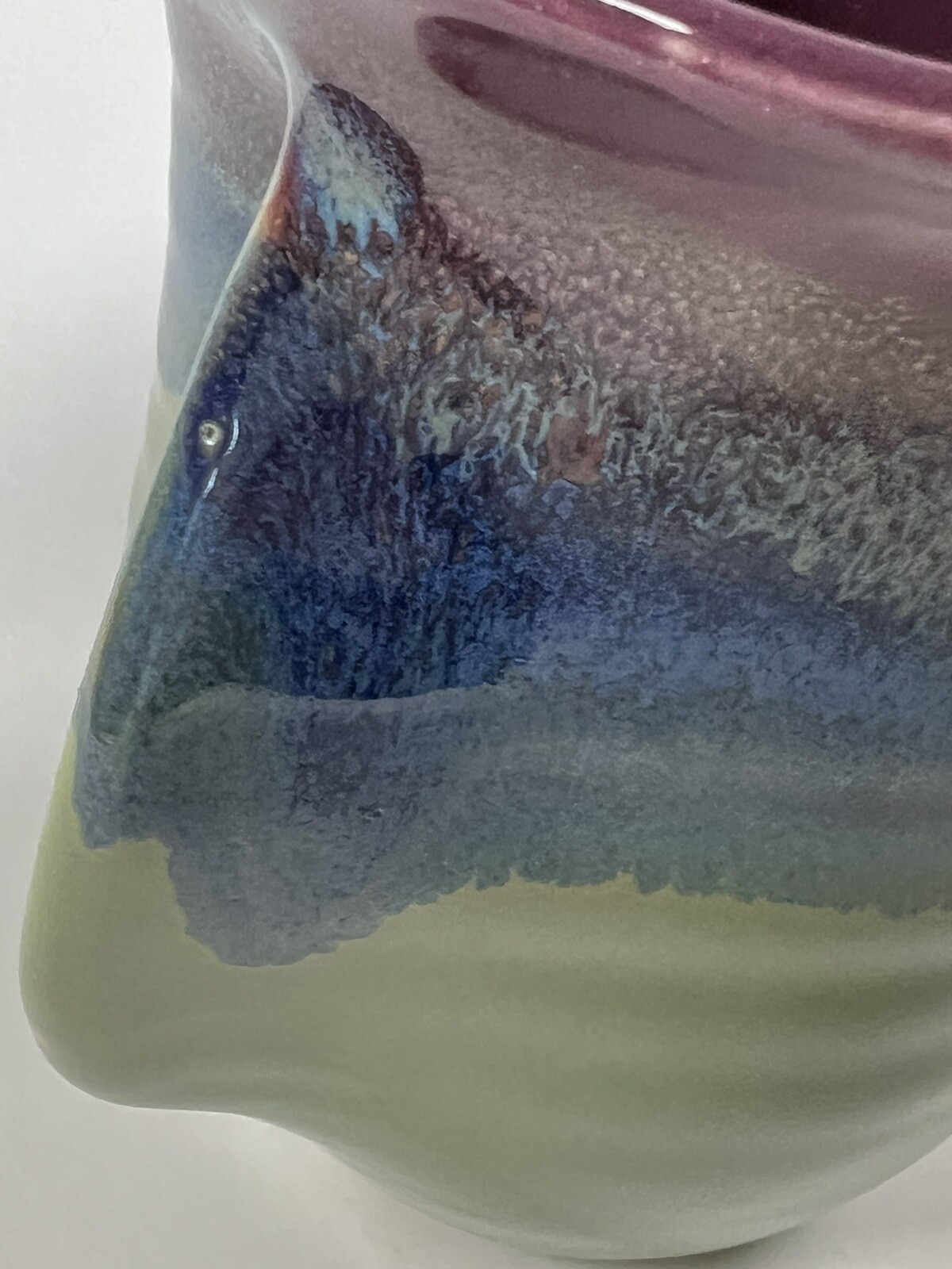 Lot of 2 Neher Pottery Hand Warmer Mugs Green Blue Purple Signed Dated ...