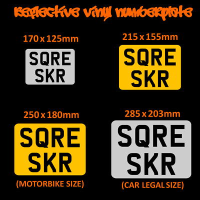 Square Stick on Number Plate-mini small UK Full Size Reflective PVC | eBay