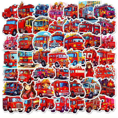 Fire Engine Truck Stickers 50pc Large Decoration Journal Scrapbooking ...