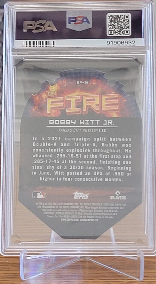 2022 Topps On Fire Gold Minted Die Cut Bobby Witt Jr #EF29 NM-MT 8 | eBay
