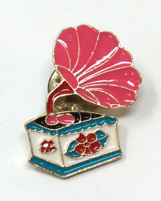 LAPEL PIN Phonograph Record Player Pink Horn | eBay