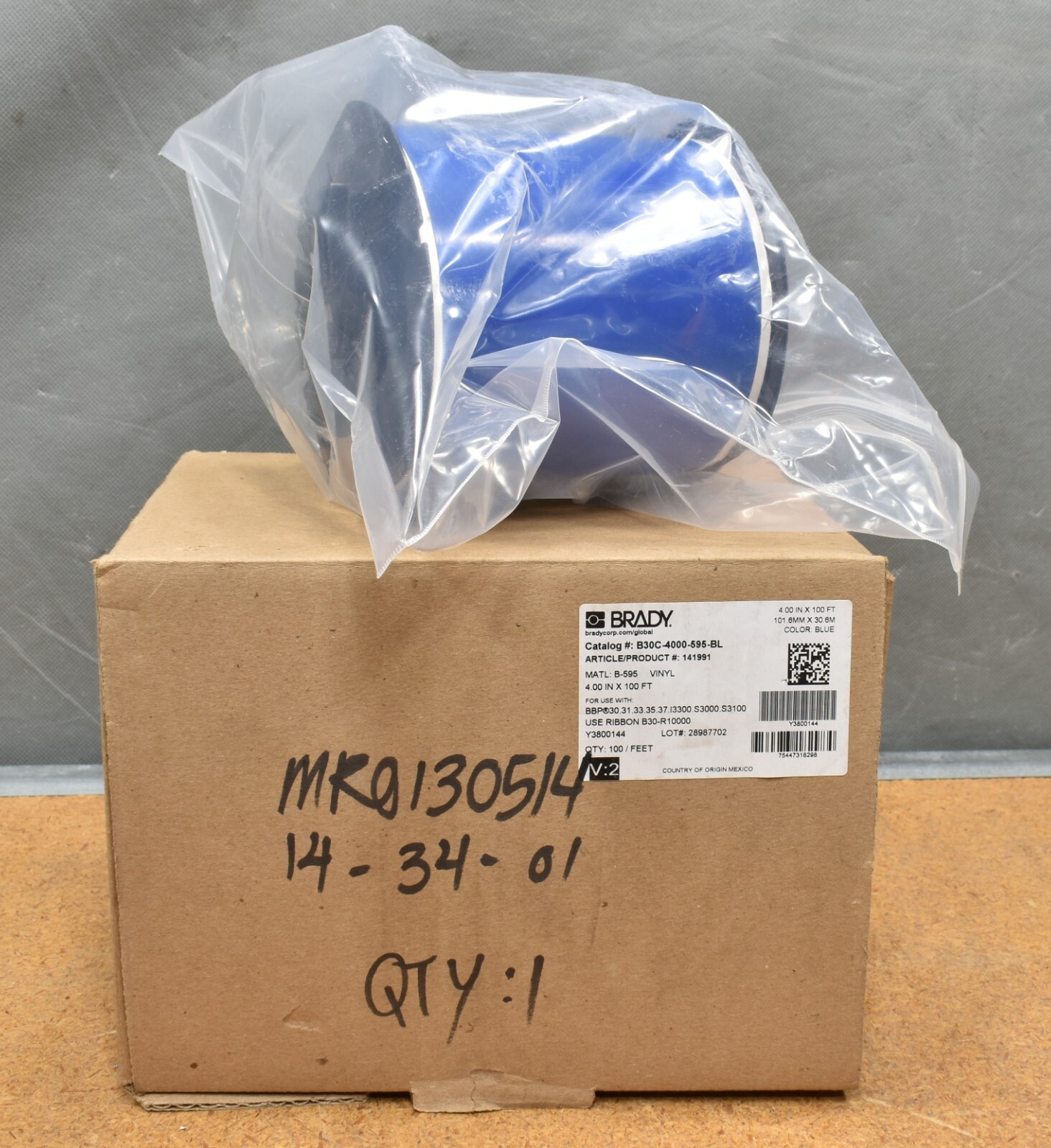 Brady B30C-4000-595-BL, Permanent Adhesive Vinyl Label Tape, Blue, 4" x 100 Ft | eBay