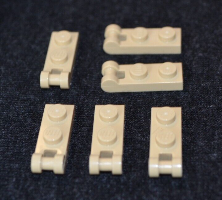 6 ~ 2x1 Tan / Sand Plate w/ Handle on Narrow End Bricks ~ New Lego ...