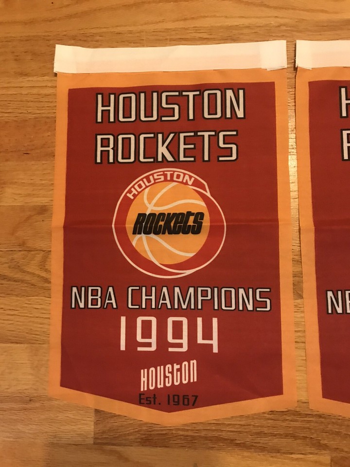 Complete Set Houston Rockets NBA Champions 2 Banners/Flags 18.5" x 11.5 ...