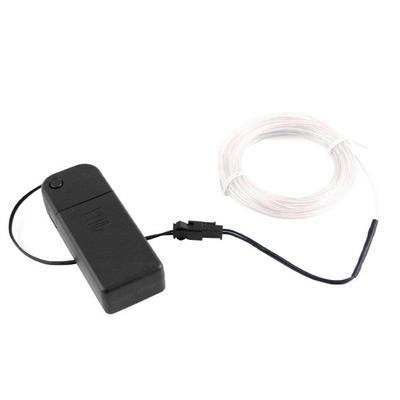 10ft White EL Wire Kit w/ 3V Battery Pack/Inverter Flexible Decorative ...