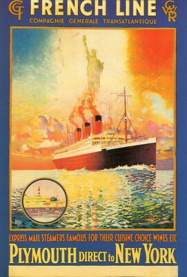 Cie Gle Transatlantique CGT French Line original poster in postcard | eBay