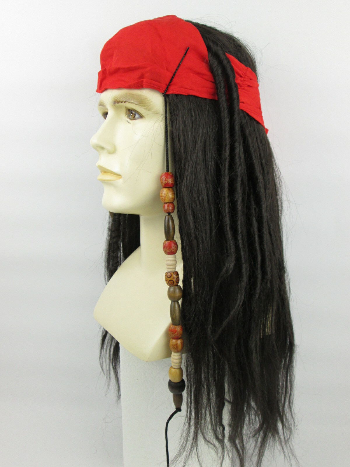 DELUXE PIRATE CARIBBEAN JACK SPARROW CAPTAIN HOOK COSTUME WIG BEADS ...