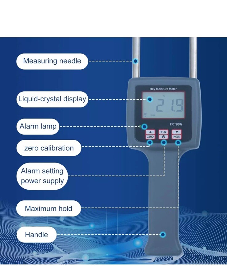 TK100H Portable Hay Moisture Meter - Precise Hay Moisture Tester with ...