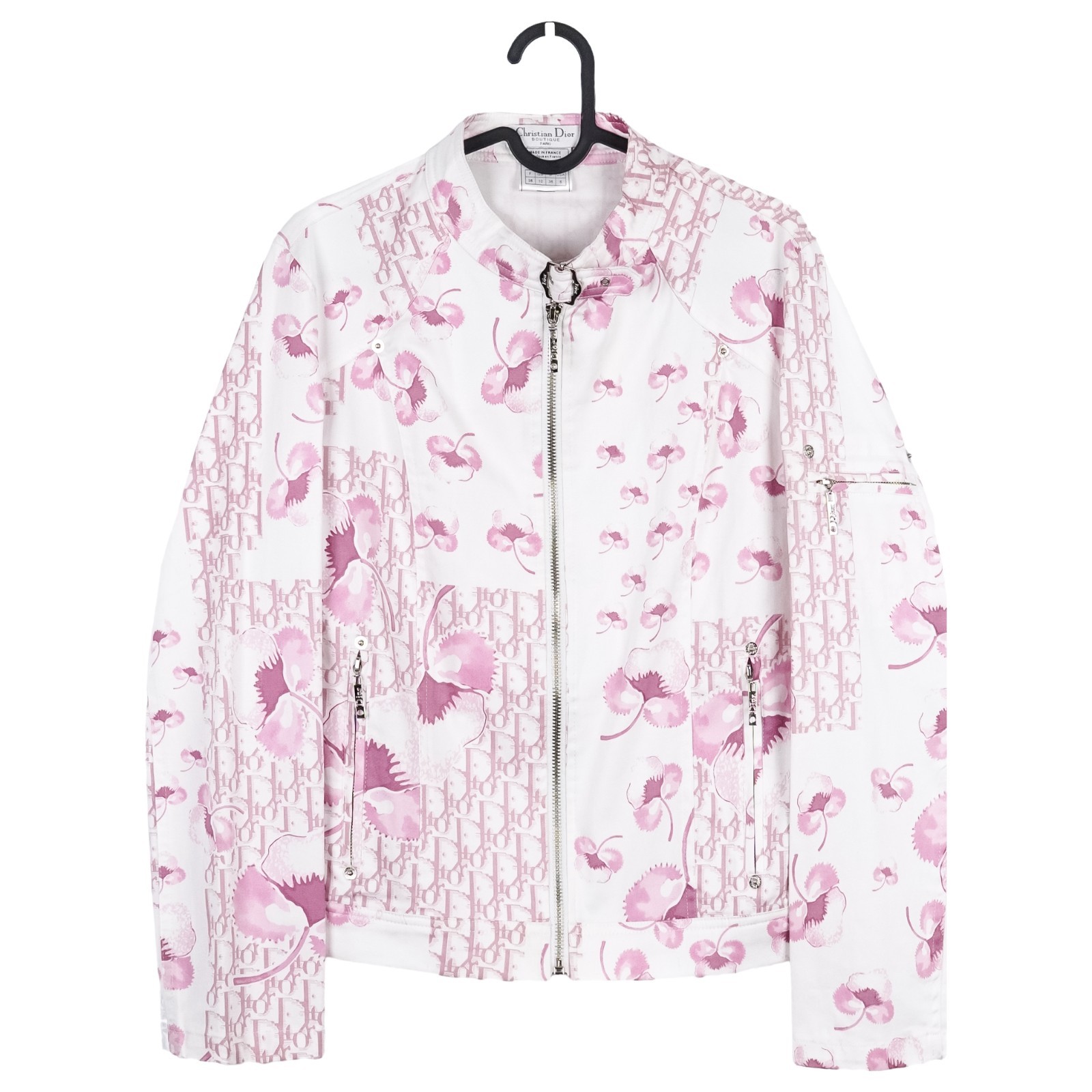 Vintage Dior Oblique Pink Floral Monogram Zip Bomber … - Gem