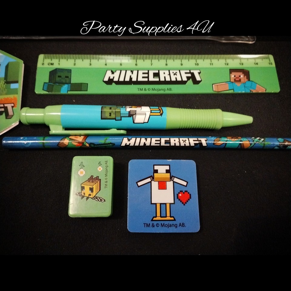 Minecraft Stationery Set/Pencil Case/Eraser/Ruler/Stocking Filler/Back ...