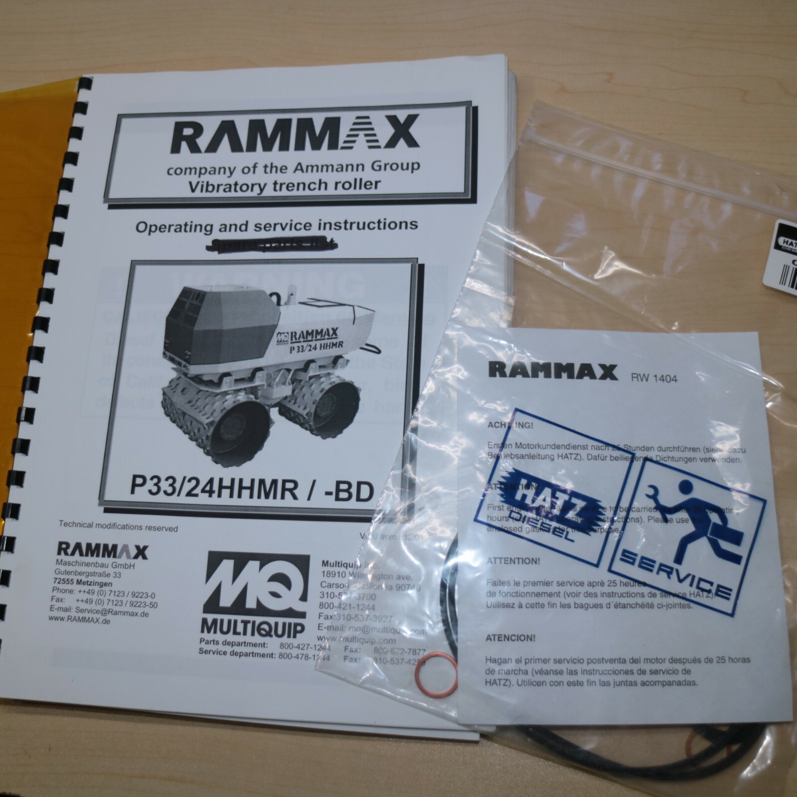 RAMMAX P33 24HHMR-BD Roller Compactor Owner Operator Maintenance Guide ...
