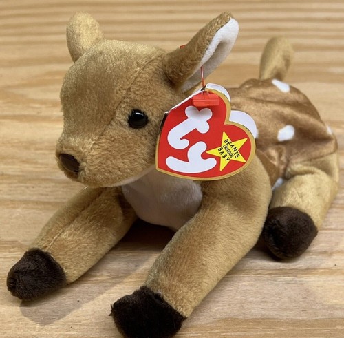 Vintage TY Beanie Babies Whisper Deer Spotted Fawn Animal Plush Toy w ...