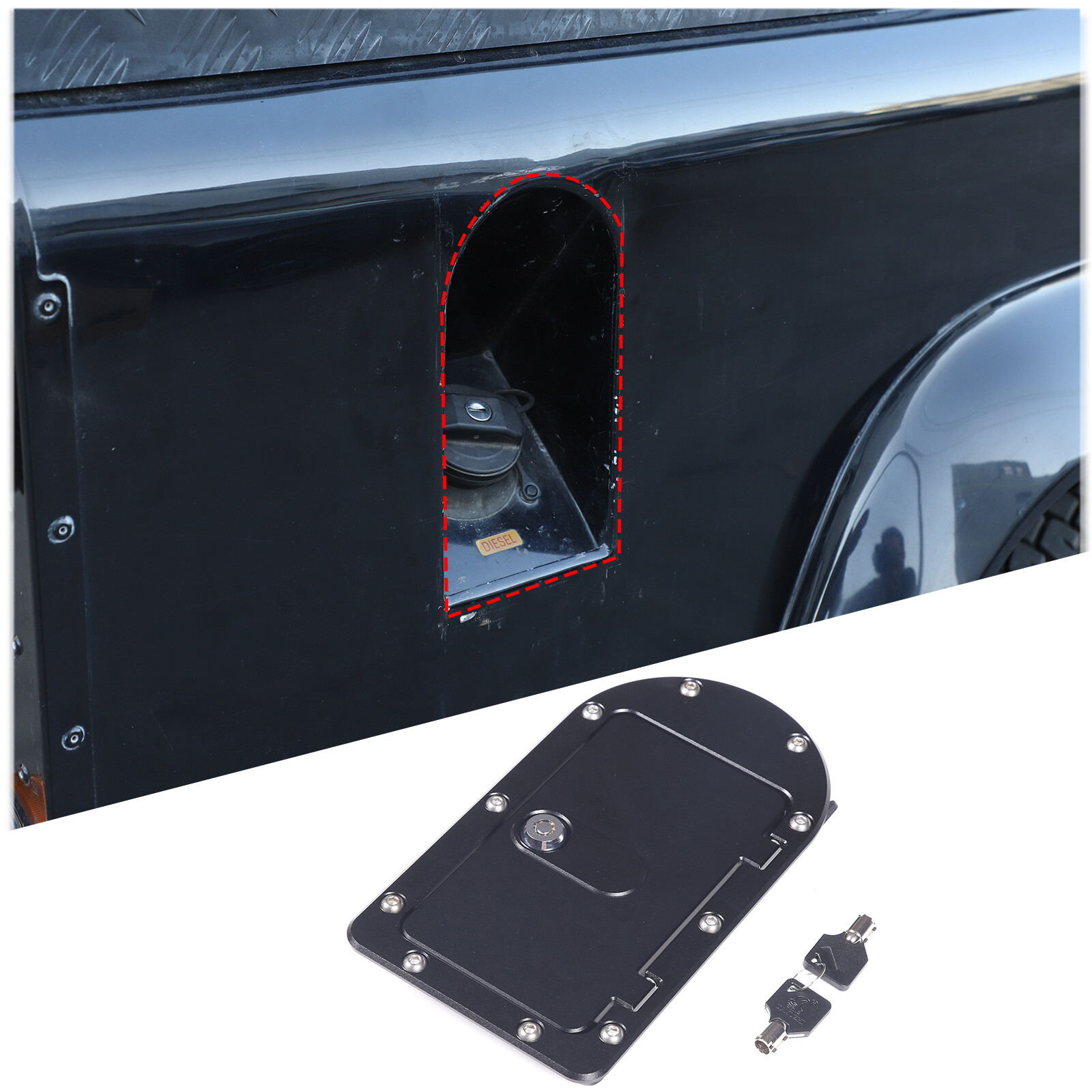 Fuel Filler Door Gas Cover Trim W/ Lock For Land Rover Defender 90 110 ...