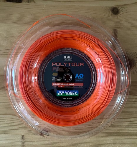 Yonex Poly Tour Rev 16 Tennis String Reel. 130 Orange 1.30mm. Full 200m ...