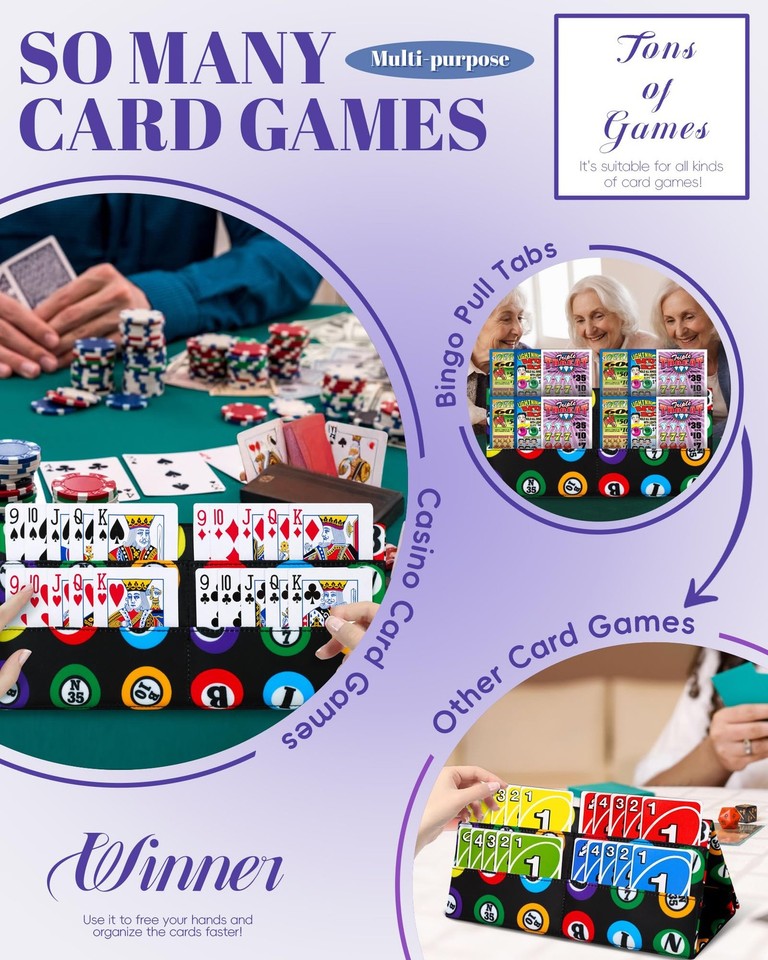 Playing Card Holder for Bingo Pull Tabs Gambling Tickets Game Black ...