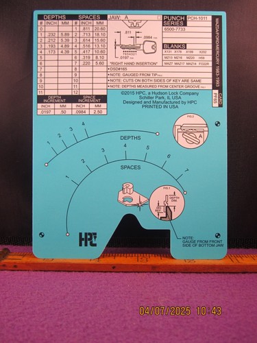 HPC 1200 KEY PUNCH CODE CARD PF 65( MAZDA / FORD/ MERCURY 1983-1993 ...
