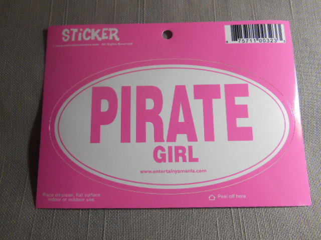 PIRATE GIRL New Oval Pink 5.5" x 3" Vinyl Sticker Decal Indoors ...