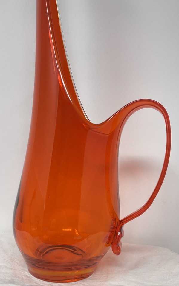 Vintage Viking Glass Amberina Persimmon Swung Pitcher Vase 16 1/4 ...