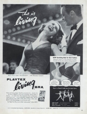 This is living - Playtex Living Bra white & Bewitching Black ad 1955 ...