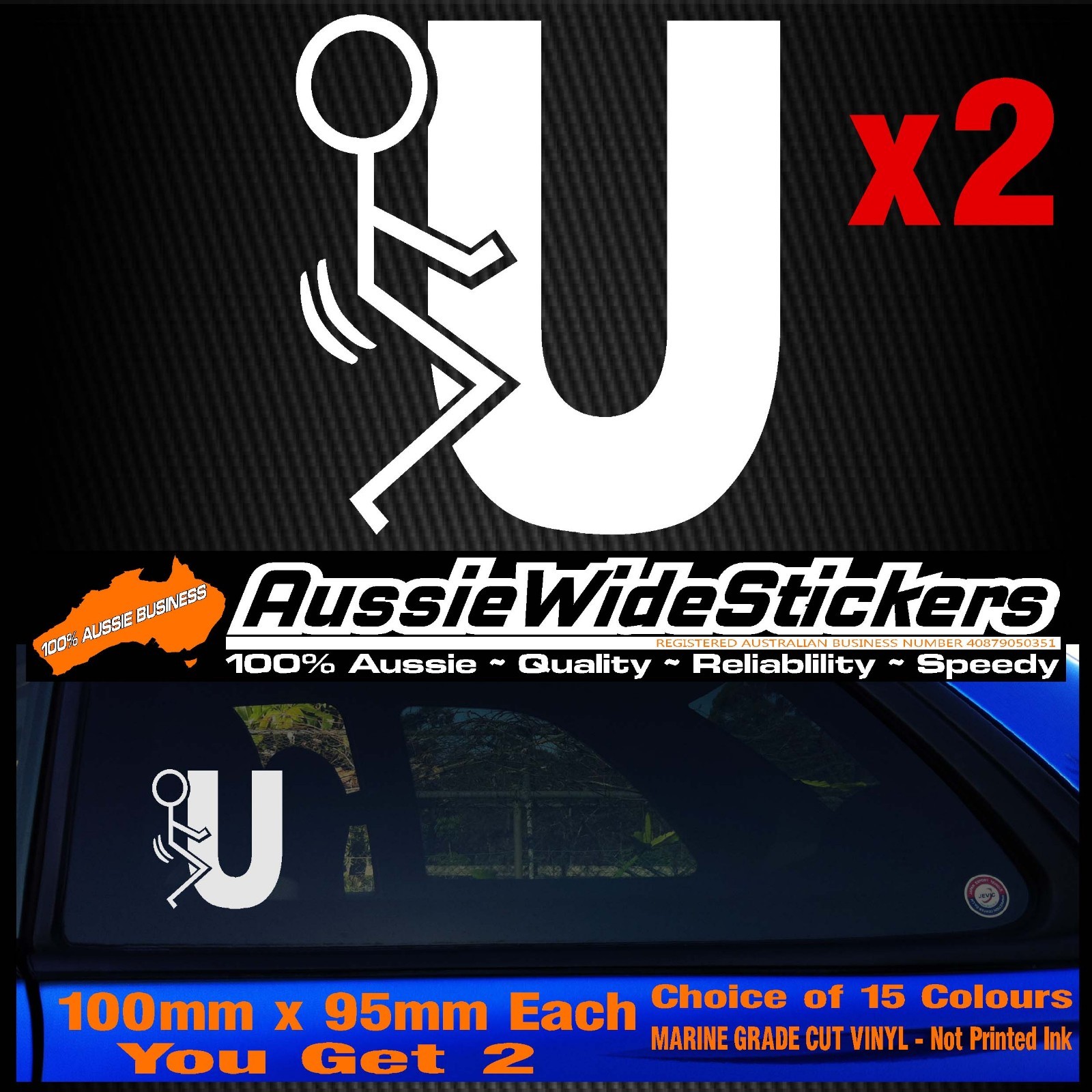 2x FK U Funny Aussie 4x4 ute Car Stickers BNS JDM Custom Accessories ...