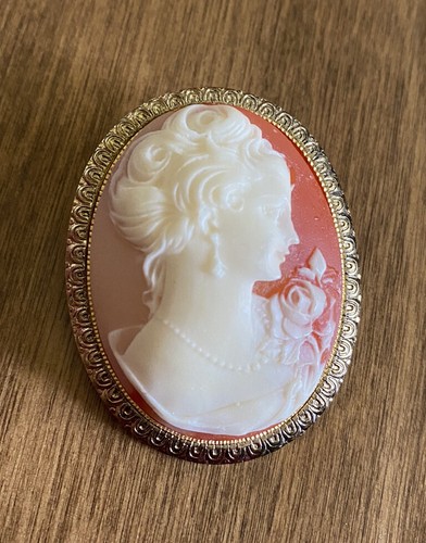 Cameo Brooch Lady Cabochon Vtg | eBay