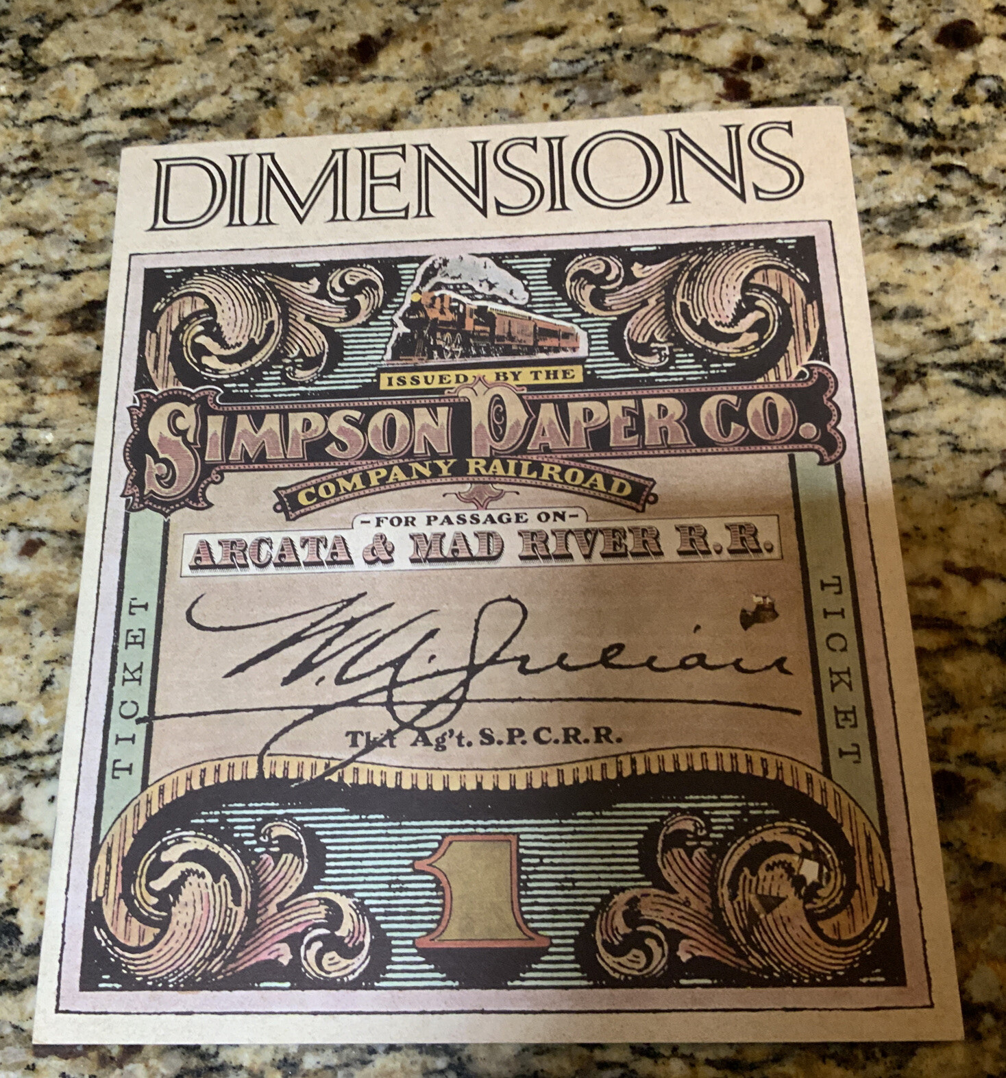 Dimensions Simpson Paper Co. Railroad Ticket Arcata & Mad River RR | eBay
