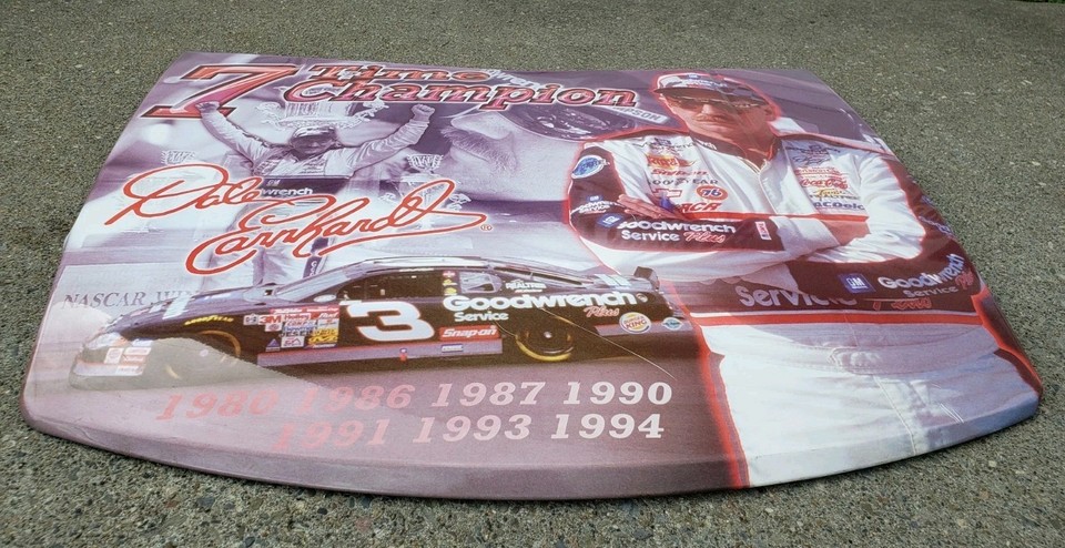 Vintage LARGE Dale Earnhardt Sr Large Metal NASCAR Hood 7 Time Champion ...
