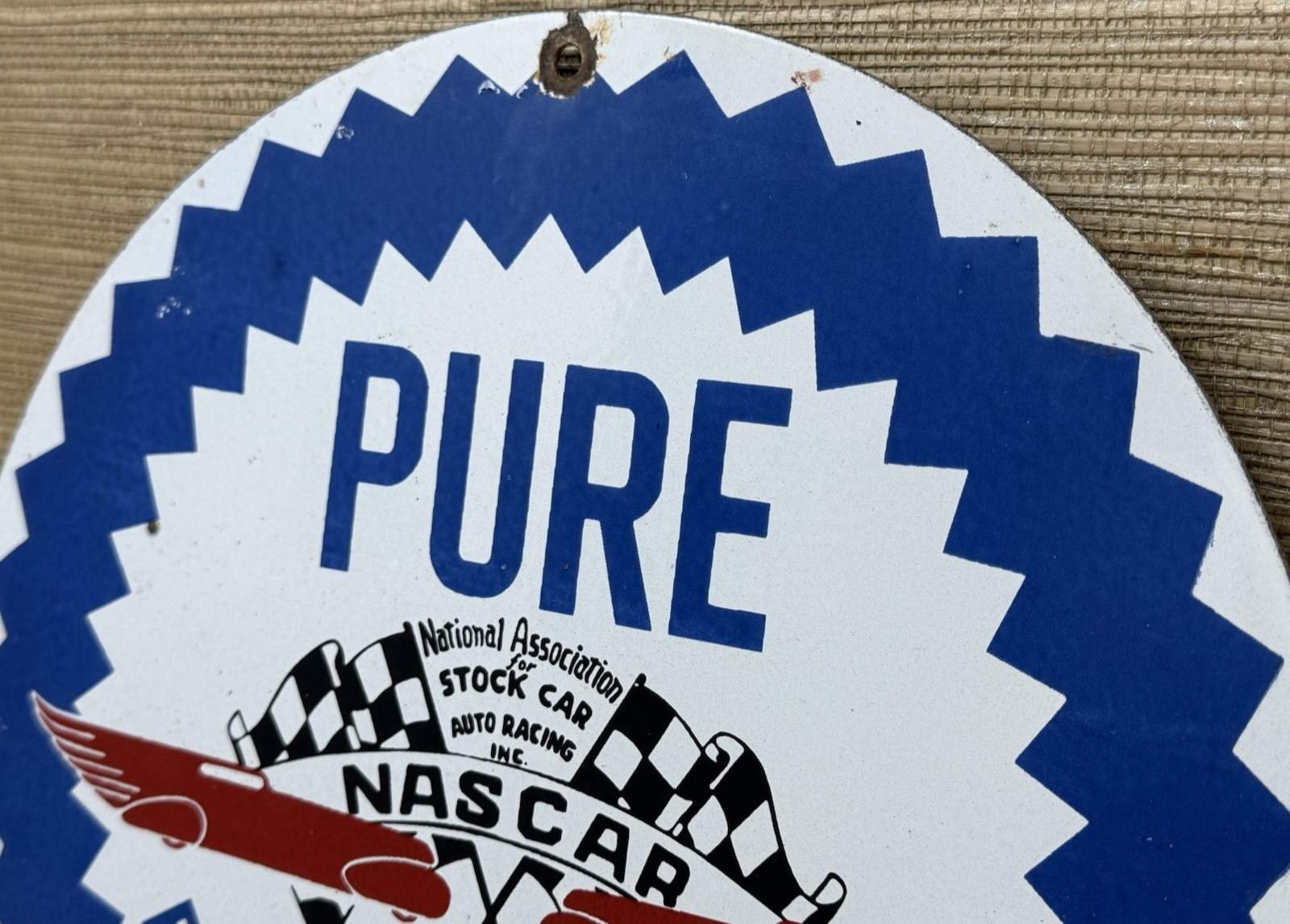 VINTAGE PURE GASOLINE PORCELAIN SIGN GAS STATION PUMP PLATE MOTOR OIL ...