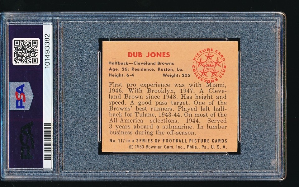 1950 Bowman DUB JONES #117 PSA 7 | eBay