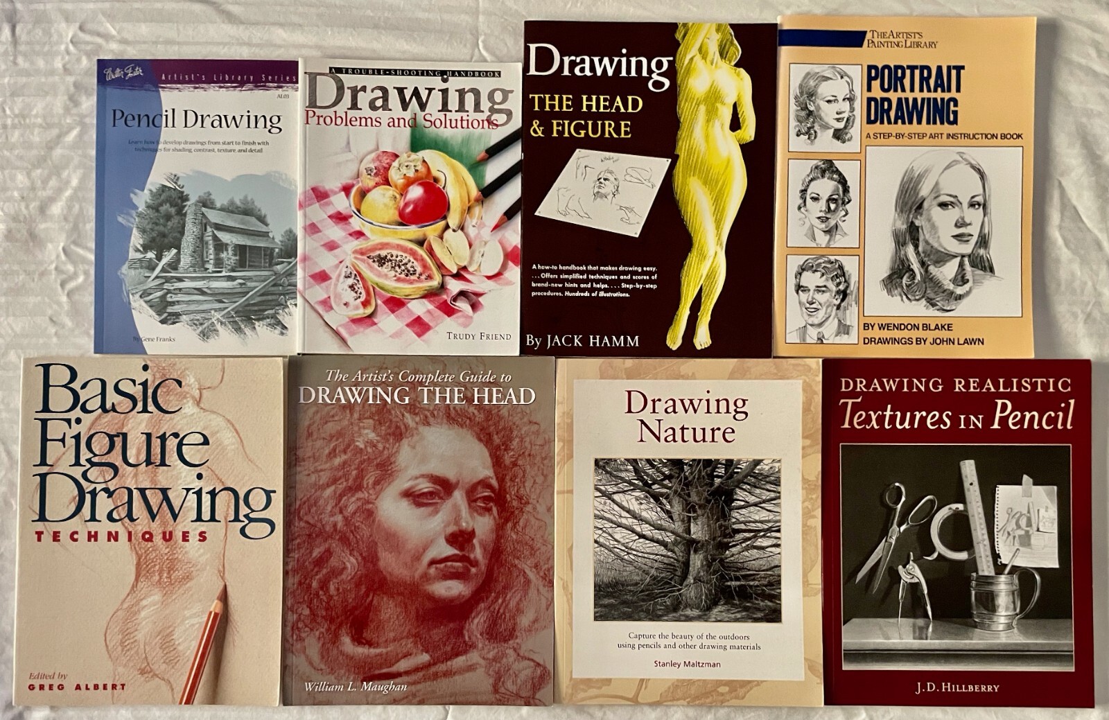 Lot of 8 Drawing Instruction Books-Pencil, Figure, Head, Nature & more ...
