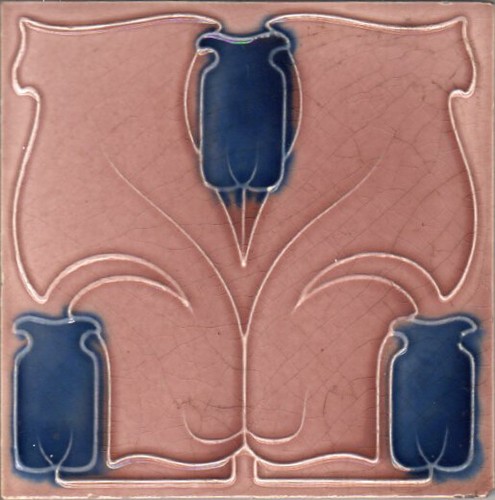 German Art Nouveau Vintage Ceramic Tile Rare Reproduction Majolica ...