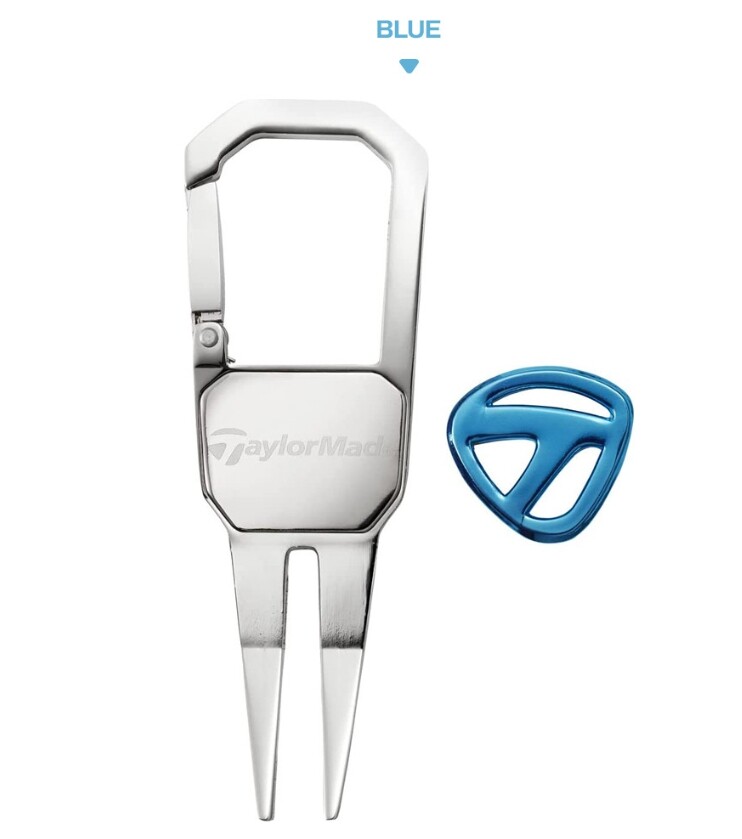 TaylorMade Carabiner Divot Tool Ball Marker Green Repair Set TB667 Blue ...