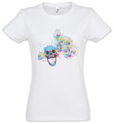 Color Splatter Skull Women T-Shirt Holi Tattoo Tattooist Headshot Shot ...