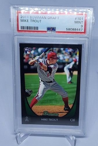 2011 Bowman Chrome Mike Trout DRAFT ROOKIE CARD RC PSA 9 LA ANGELS #101 ...
