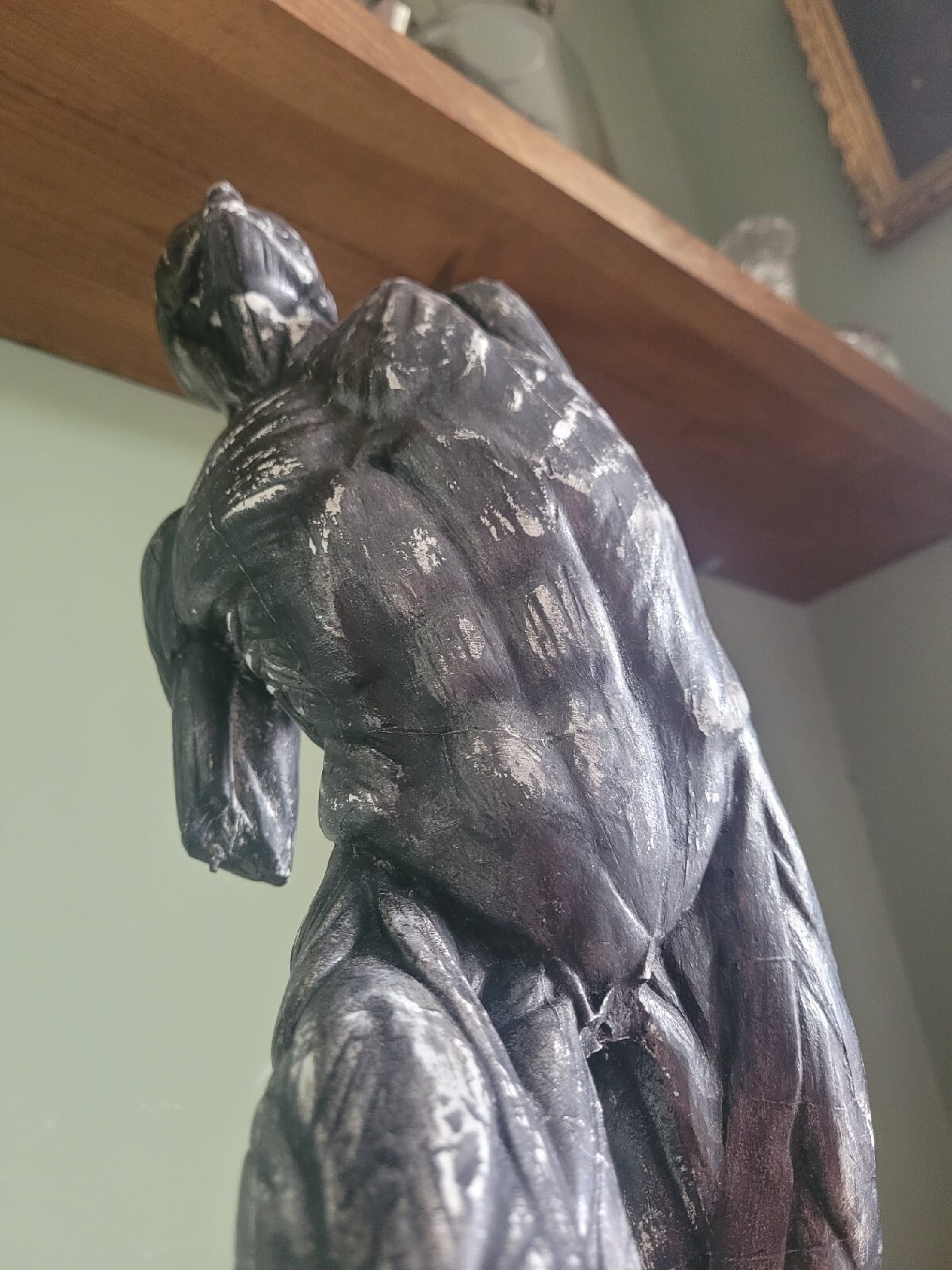 Antique Sculpture Statue Art Ecorche Flayed Man Skull Plaster Model ...