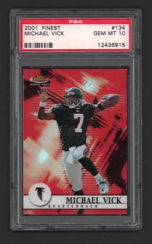 Michael Vick Falcons 2001 Topps Finest #134 Rookie Card 400/1000 Rc PSA ...
