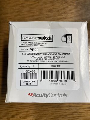 Acuity Controls Sensor Switch PP20 Power Pack Relay Circuit 120/277VAC ...